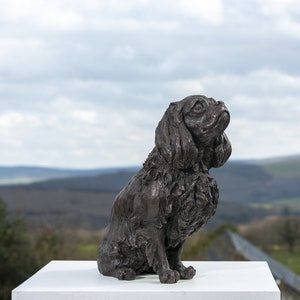 Sitting Cavalier King Charles Spaniel Statue | Large Bronze Resin ...