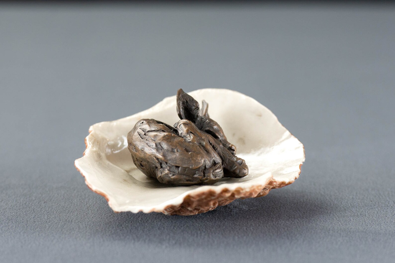Fawn With Shell Bronze Resin Animal Sculpture |small Animal Sculpture ...