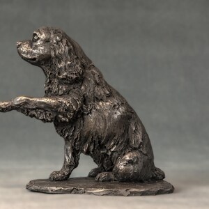 Cavalier King Charles Spaniel Waving Paw Animal Statue | Small Bronze ...