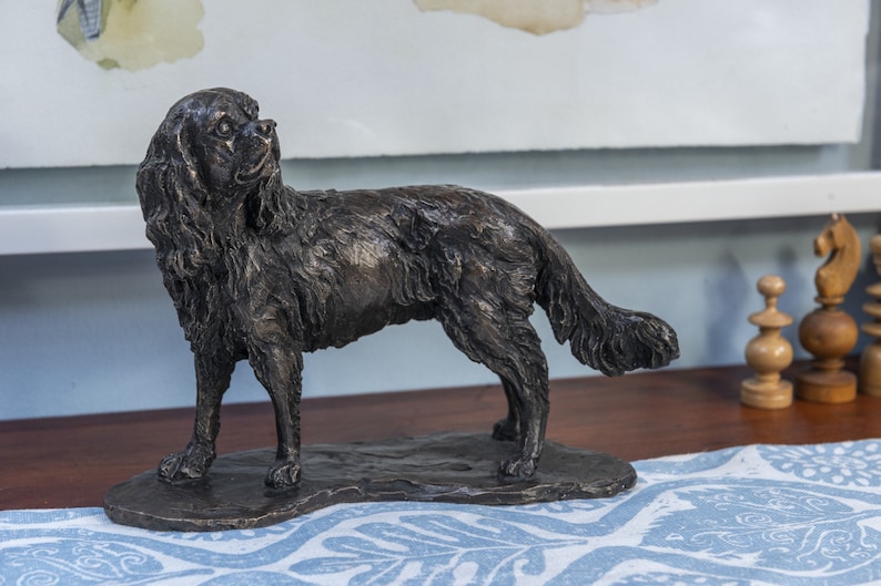 Small Cavalier King Charles Spaniel Dog Statue | Small Bronze Ornament ...
