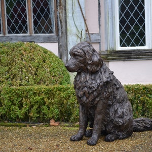 Sitting Newfoundland Dog Statue | Large Bronze Resin Sculpture ...