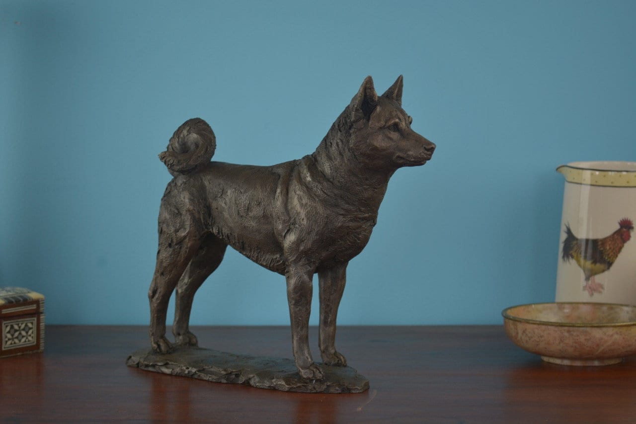 Standing Shiba Inu Animal Statue | Small Bronze Resin Sculpture ...