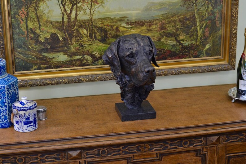 Labrador Portrait 3 Dog Statue | Medium Foundry Bronze Sculpture | Life ...