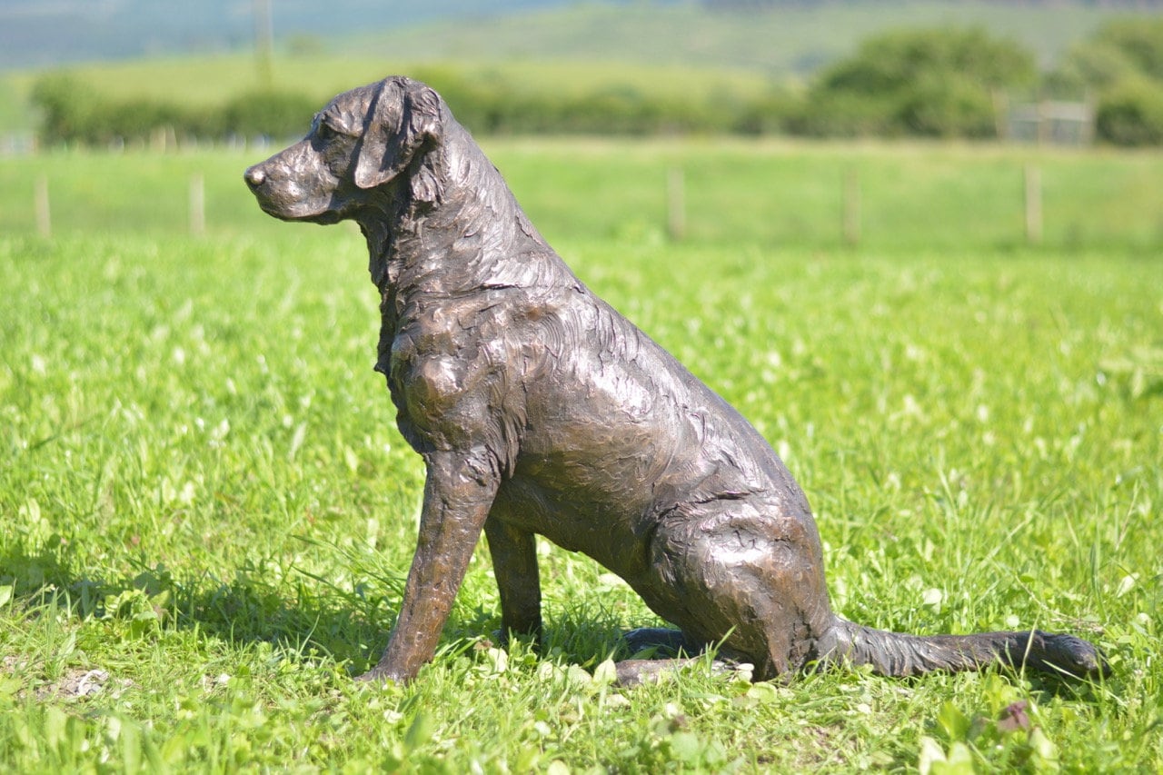 Sitting Golden Retriever Dog Statue | Large Bronze Ornament | Bronze ...