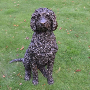 MADE WHEN ORDERED Sitting Labradoodle Dog Statue | Bronze Resin ...