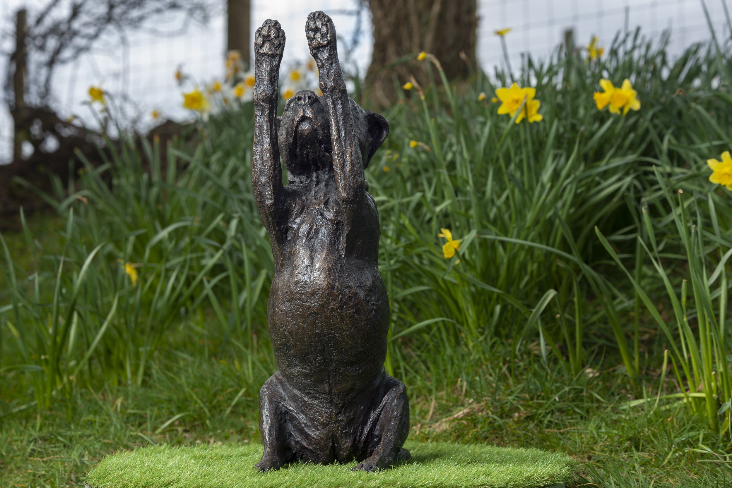 Staffie Waving Paws Dog Statue Large Bronze Ornament | Etsy