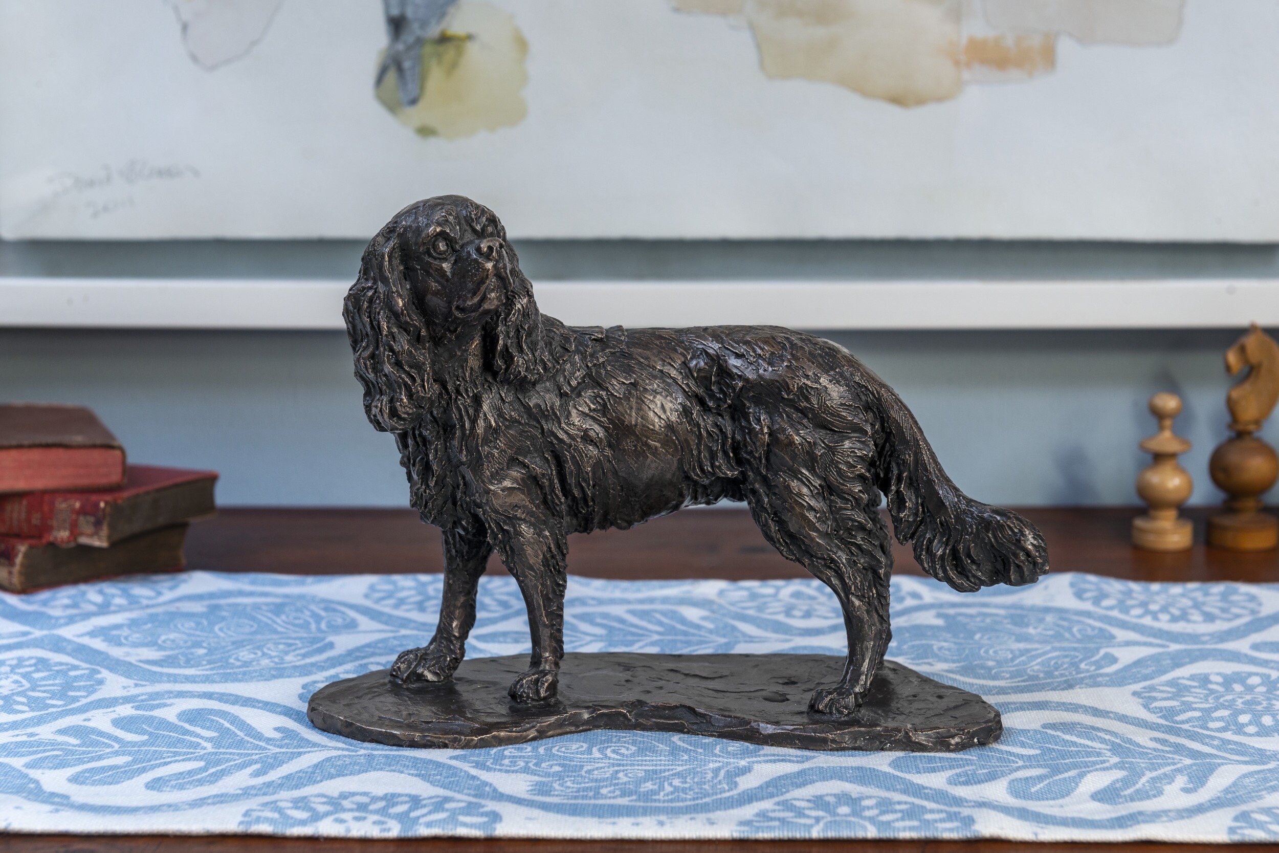 Small Cavalier King Charles Spaniel Dog Statue | Small Bronze Ornament ...