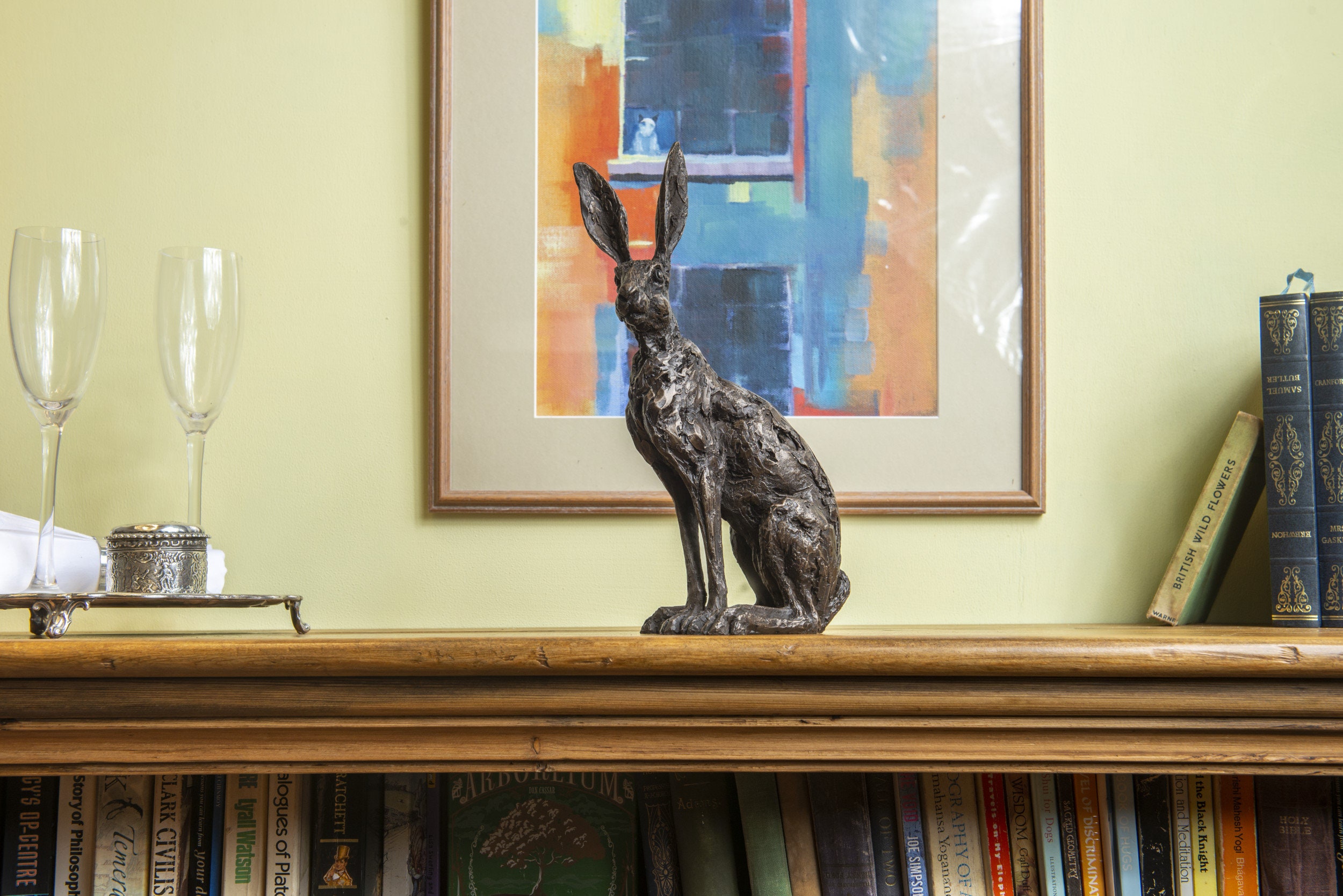 Sitting Hare Animal Statue | Small Bronze Resin Sculpture | Wildlife ...