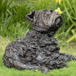 Lying Yorkshire Terrier Dog Statue | Large Bronze Resin Sculpture ...