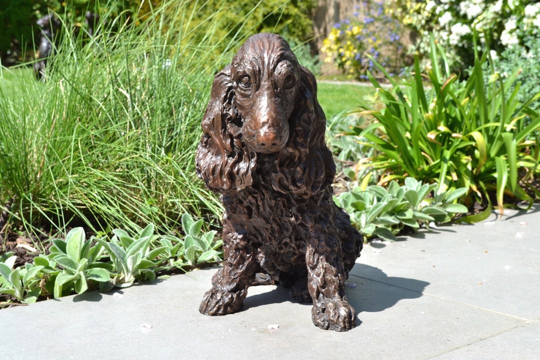 Sitting Cocker Spaniel Dog Statue | Large Foundry Bronze Sculpture ...