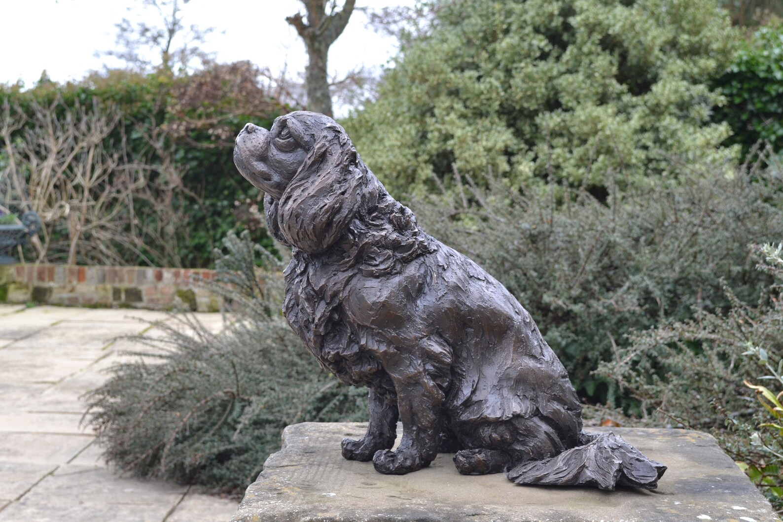 Sitting Cavalier King Charles Spaniel Statue | Large Bronze Resin ...
