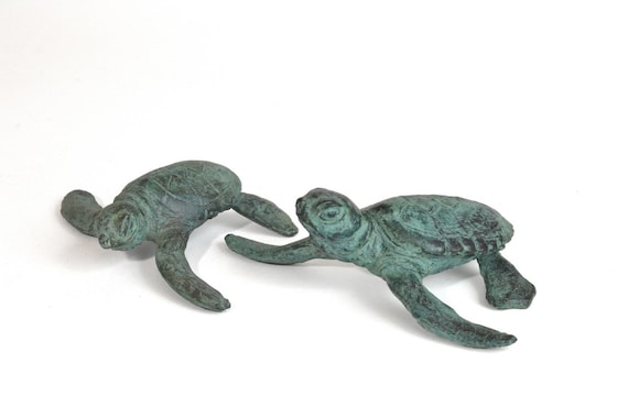 Pair of Baby Turtles Animal Statue Small Bronze Ornament | Etsy