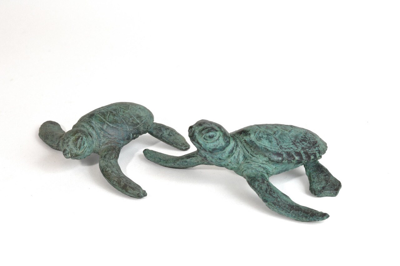 Pair of Baby Turtles Animal Statue Small Bronze Ornament | Etsy