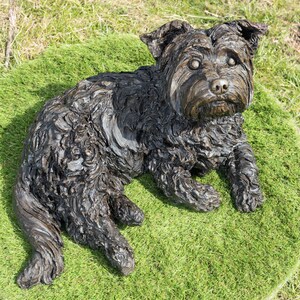 Lying Yorkshire Terrier Dog Statue | Large Bronze Resin Sculpture ...