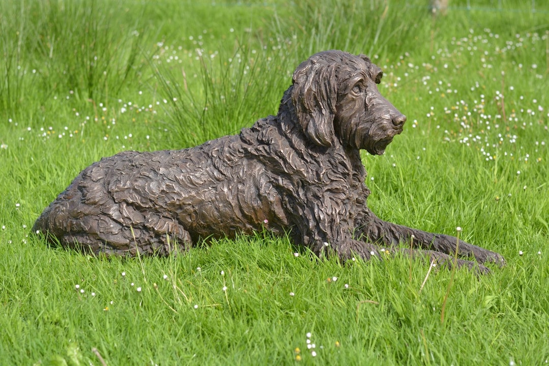 Lying Labradoodle Dog Statue | Large Bronze Resin Sculpture | Outdoor ...