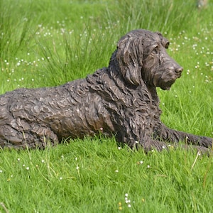 Lying Labradoodle Dog Statue | Large Bronze Resin Sculpture | Outdoor ...