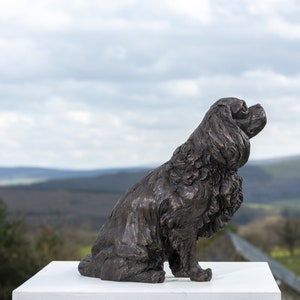 Sitting Cavalier King Charles Spaniel Statue | Large Bronze Resin ...