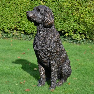 MADE WHEN ORDERED Sitting Labradoodle Dog Statue | Bronze Resin ...