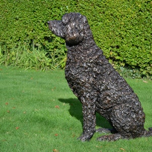MADE WHEN ORDERED Sitting Labradoodle Dog Statue | Bronze Resin ...