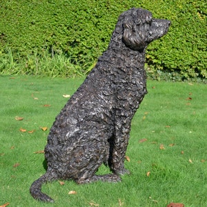 MADE WHEN ORDERED Sitting Labradoodle Dog Statue | Bronze Resin ...