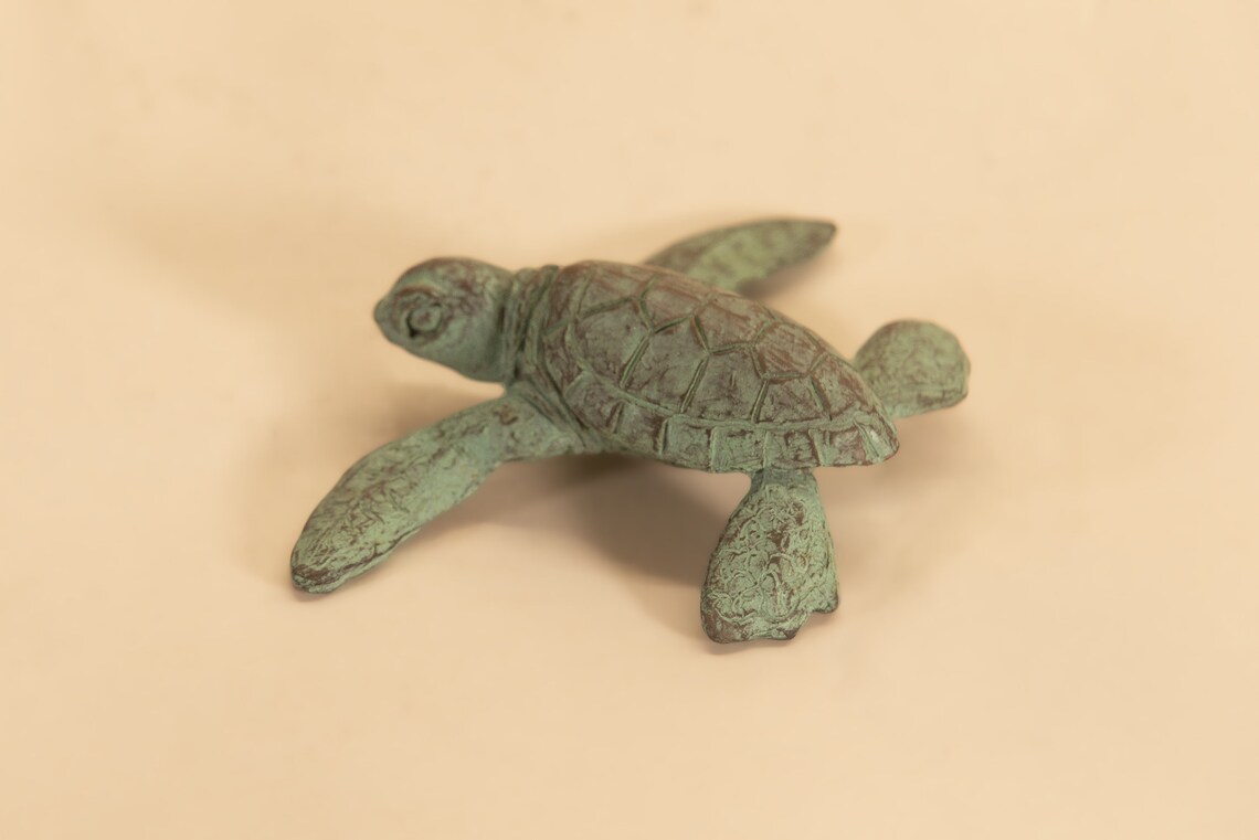 Baby Turtle Crawling Animal Statue Small Bronze Ornament - Etsy