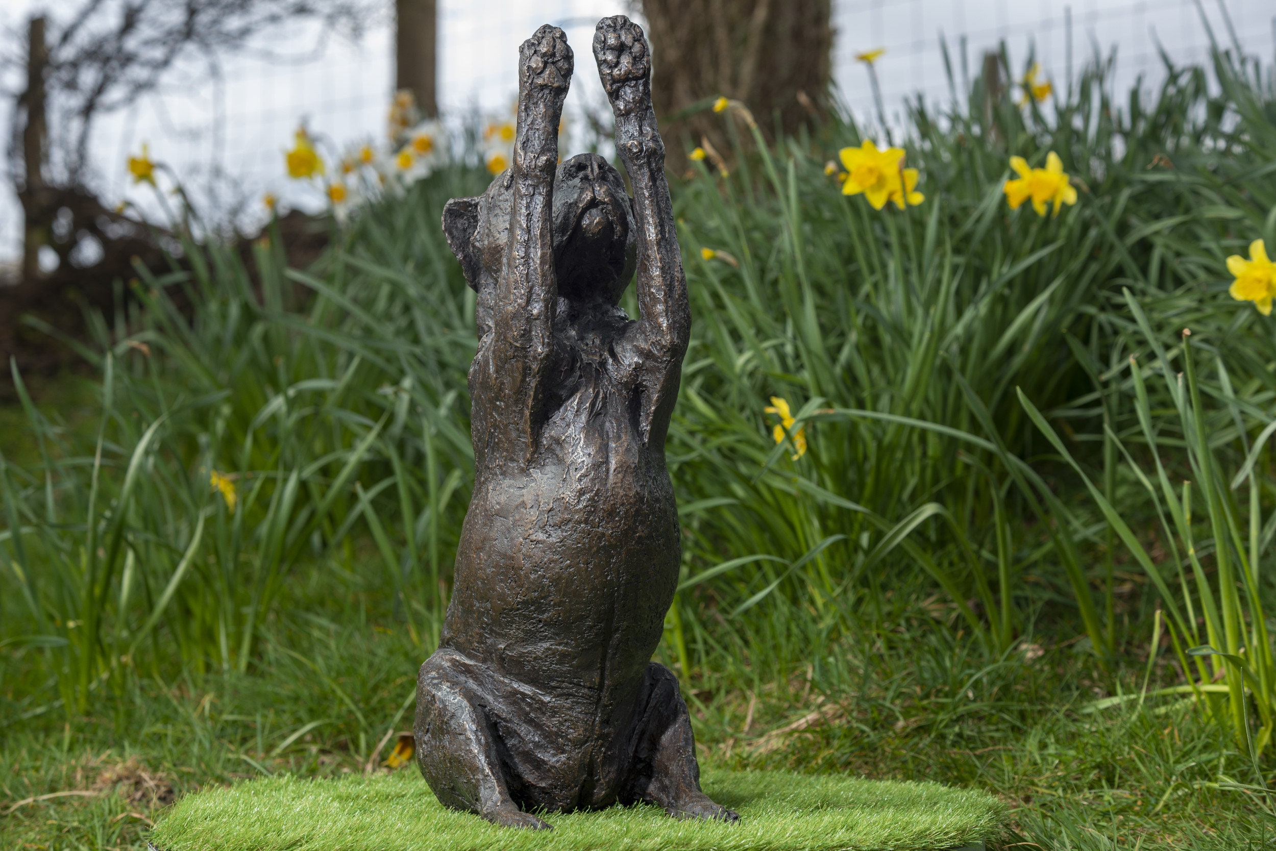 Staffie Waving Paws Dog Statue Large Bronze Ornament | Etsy