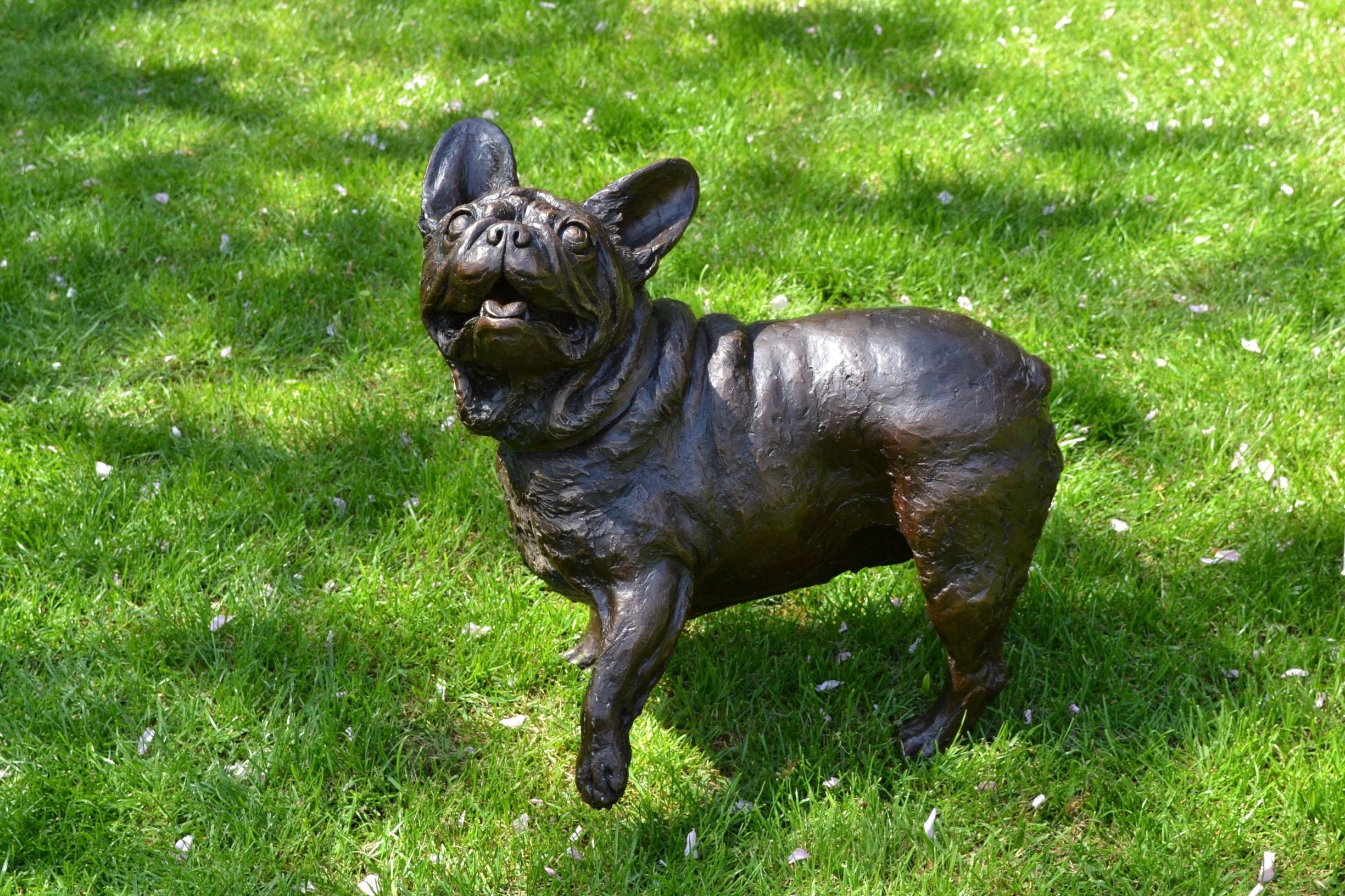 French Bulldog Lifting Paw Dog Statue Large Bronze Ornament | Etsy