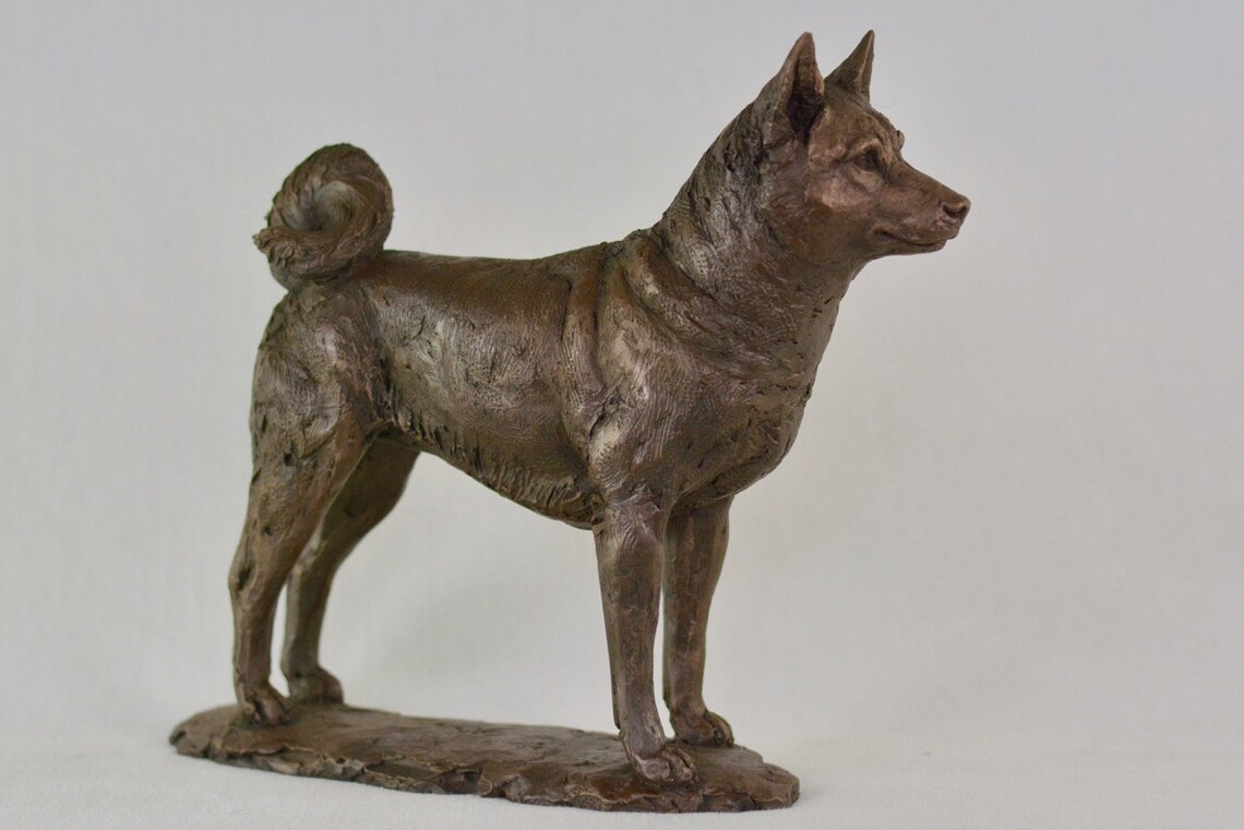 Standing Shiba Inu Animal Statue | Small Bronze Resin Sculpture ...