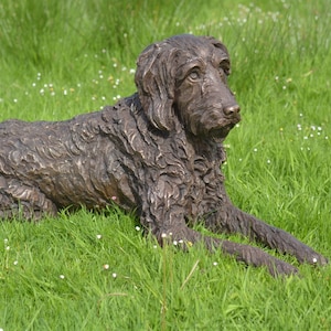 Lying Labradoodle Dog Statue | Large Bronze Resin Sculpture | Outdoor ...