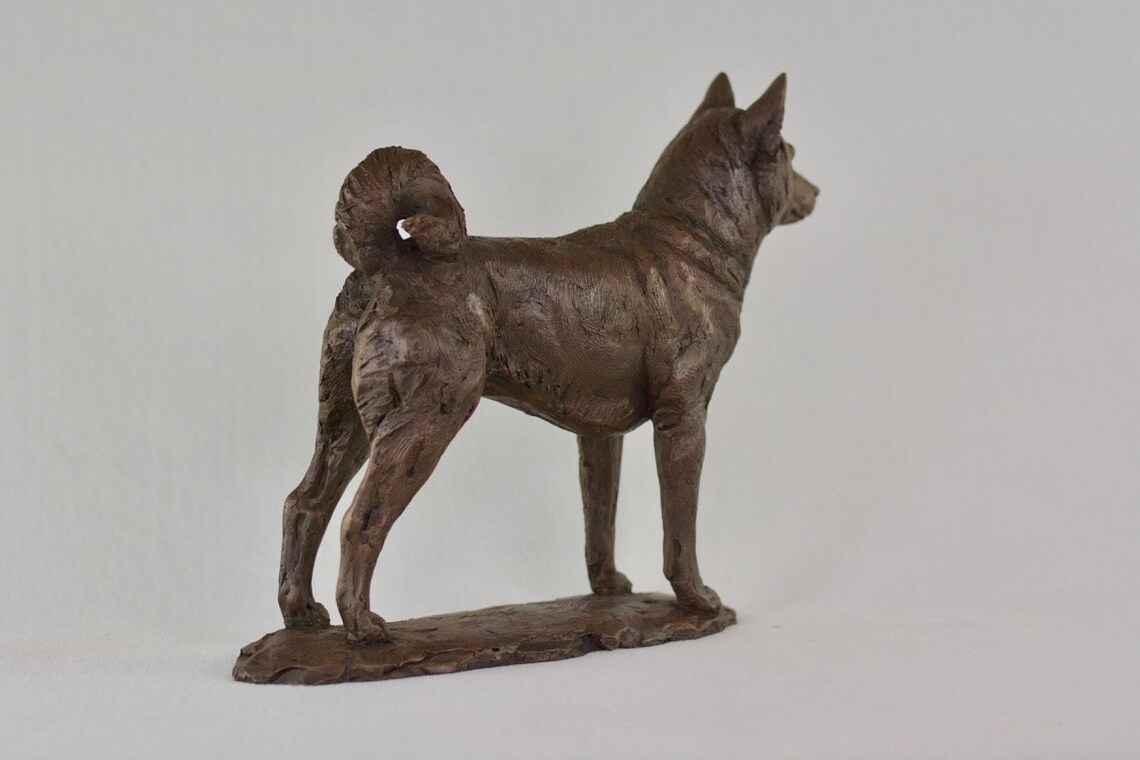 Standing Shiba Inu Animal Statue | Small Bronze Resin Sculpture ...
