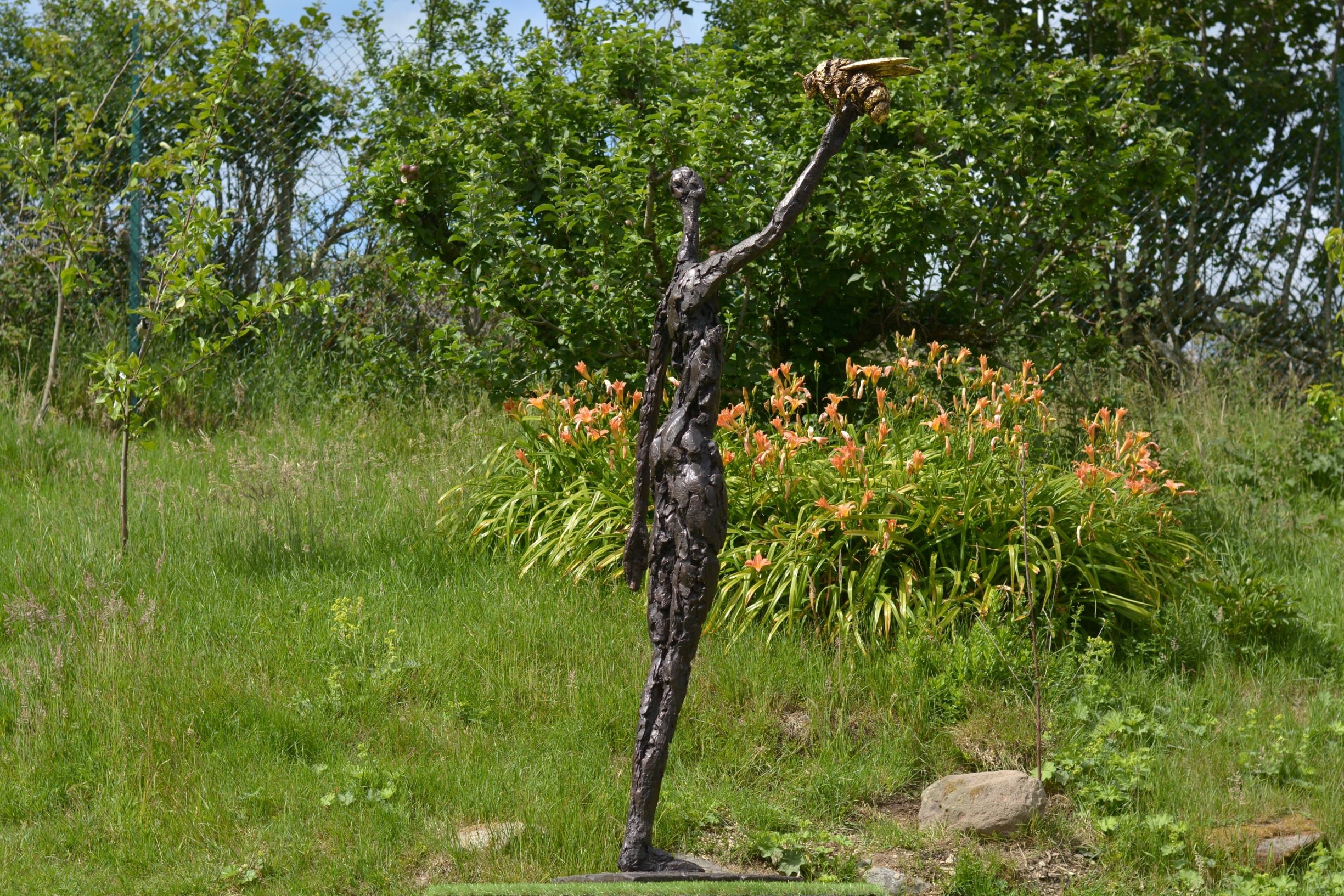 Fragile Life Figure With Bee Statue Large Bronze Ornament | Etsy