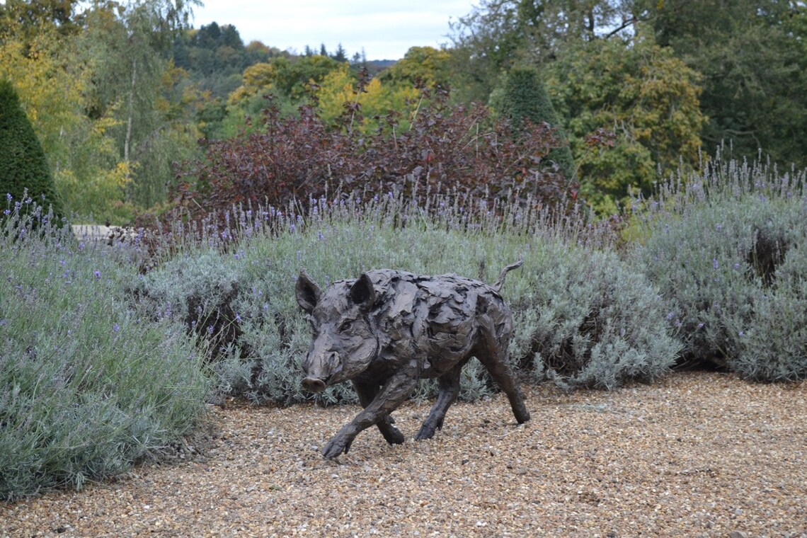 Running Wild Boar Animal Statue | Large Foundry Bronze Metal Sculpture ...