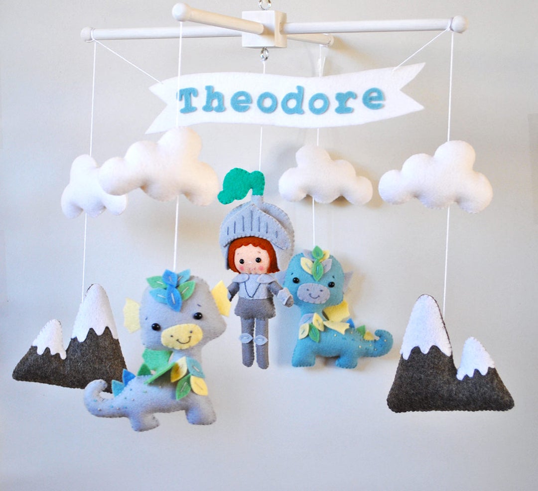 Dragon Baby Mobile Knight Nursery Mobile Personalized Crib Mobile ...