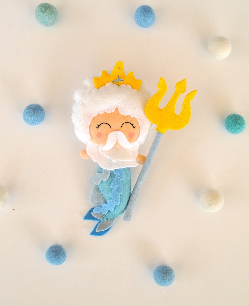 Poseidon Felt Doll Neptune Sea Creature Doll for Baby Mobile | Etsy