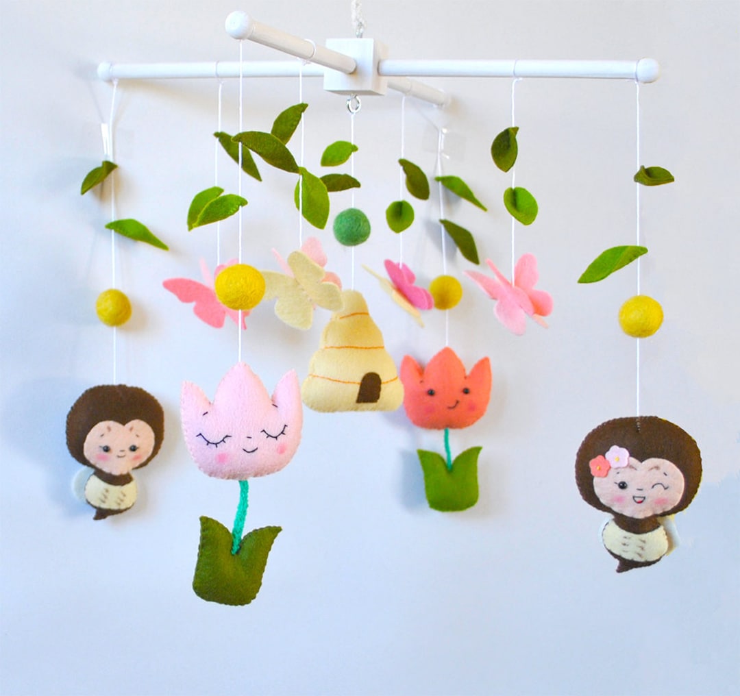 Bee Baby Mobile Flower Nursery Mobile Butterfly Crib Mobile Spring ...