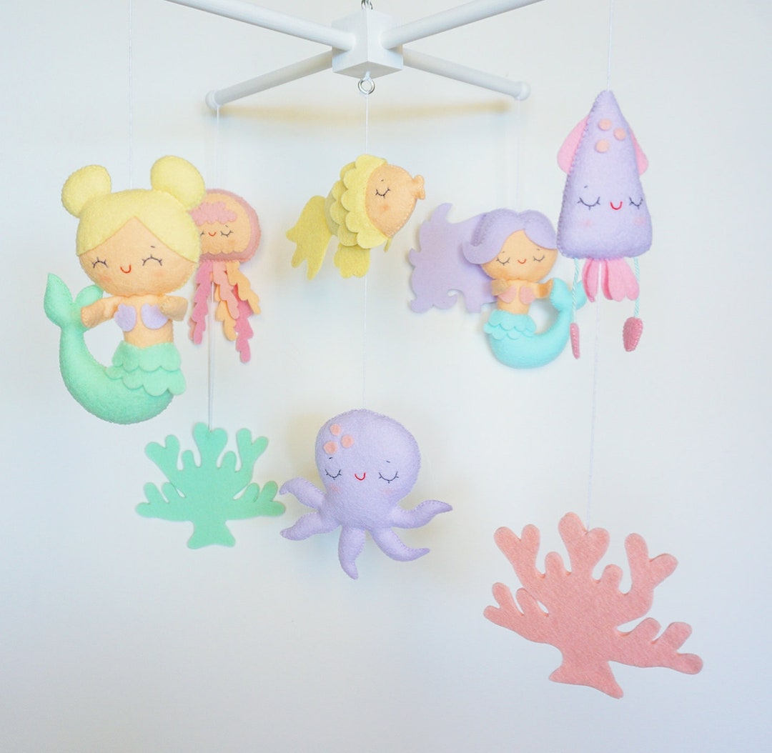 Ocean Baby Mobile Pastel Mermaid Nursery Mobile Nautical Crib Mobile ...