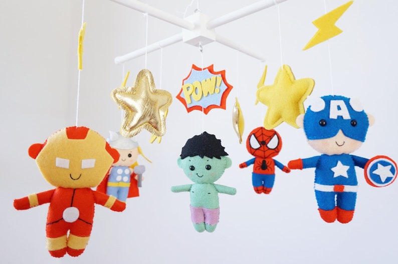 Superhero Baby Mobile Avengers Nursery Mobile Spiderman Crib - Etsy