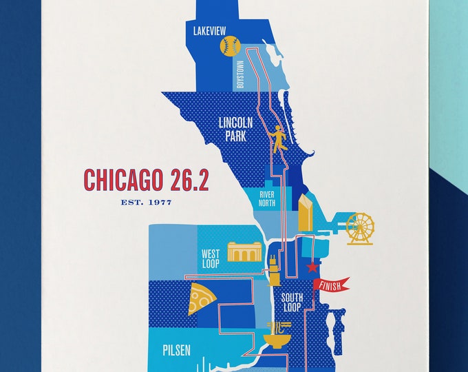 Chicago Marathoner Course Map Poster - Etsy