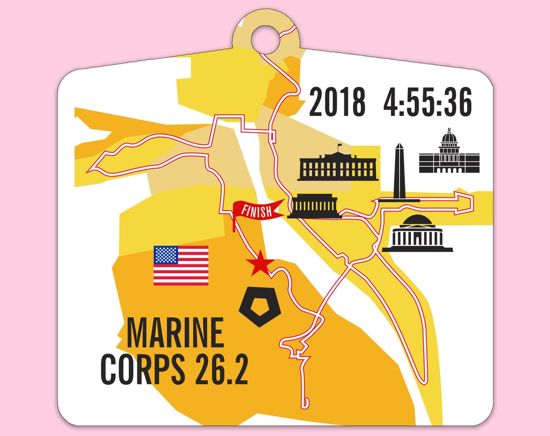 Personalized Marine Corps 26.2 Marathon Course Map Ornament - Etsy