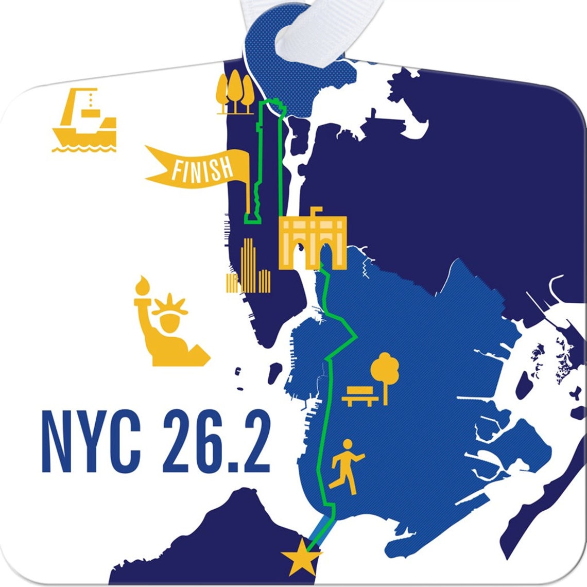 Nyc 26.2 Marathon Course Map Christmas Ornament - Etsy