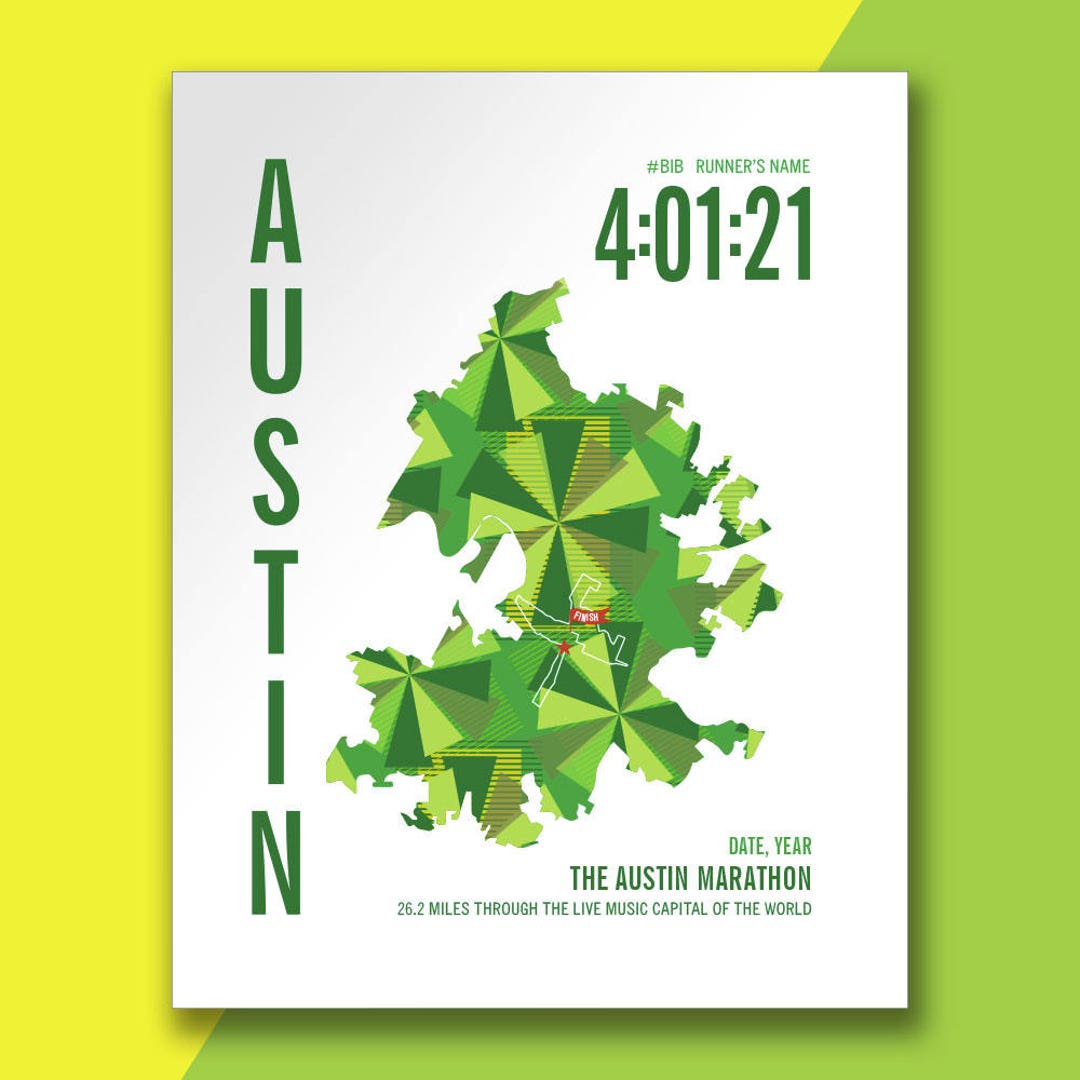 Personalized Austin Marathon Course Map Poster - Etsy