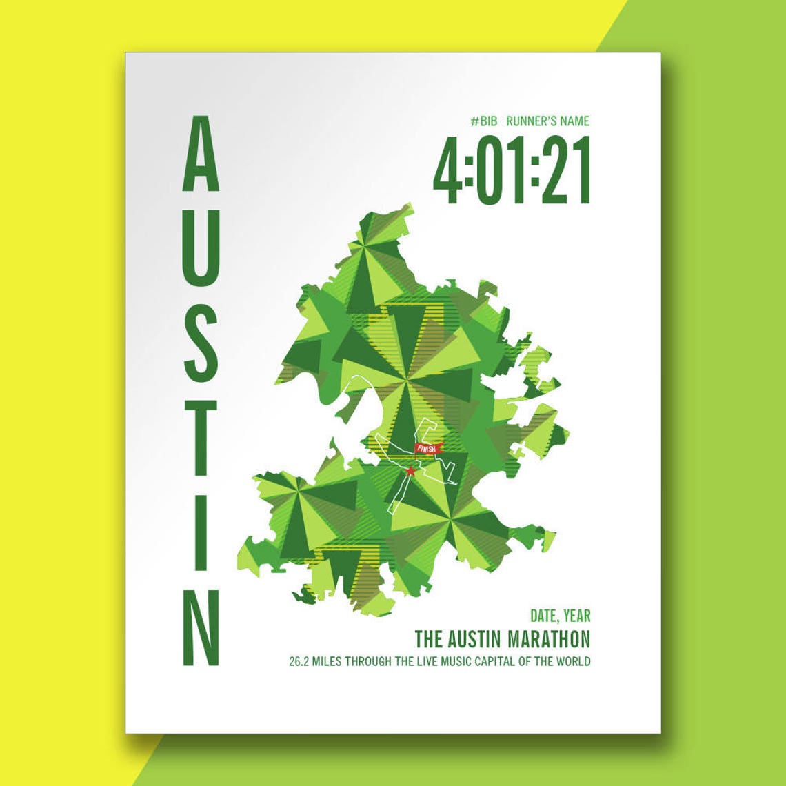 Personalized Austin Marathon Course Map Poster - Etsy