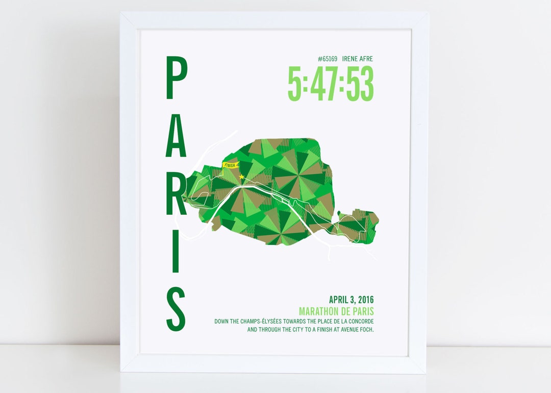 Personalized Paris Marathoner Map Poster - Etsy