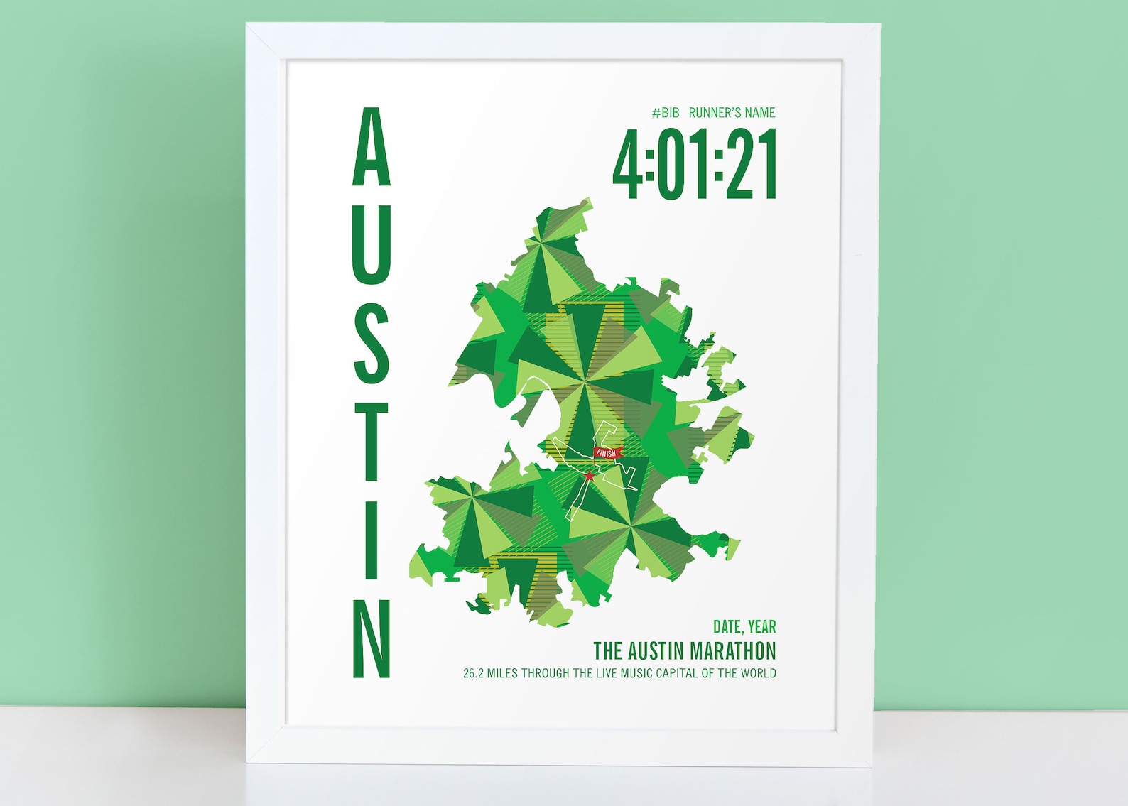 Personalized Austin Marathon Course Map Poster - Etsy