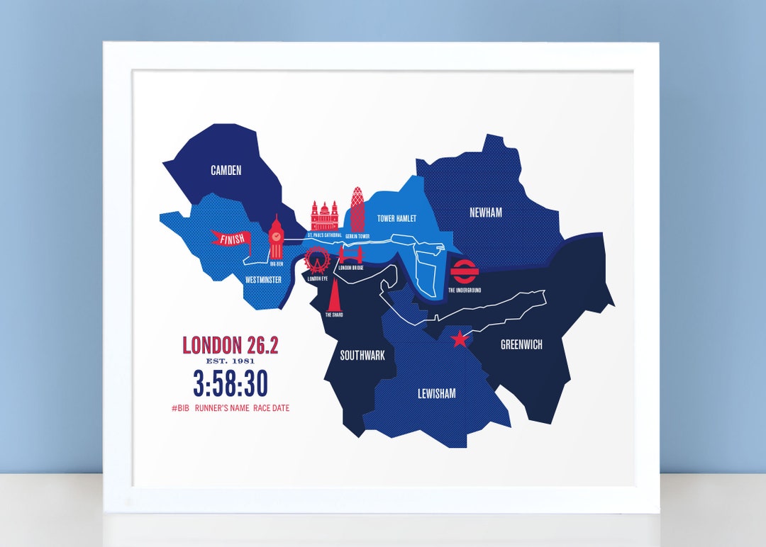 Personalized London 26.2 Marathon Course Map Poster - Etsy