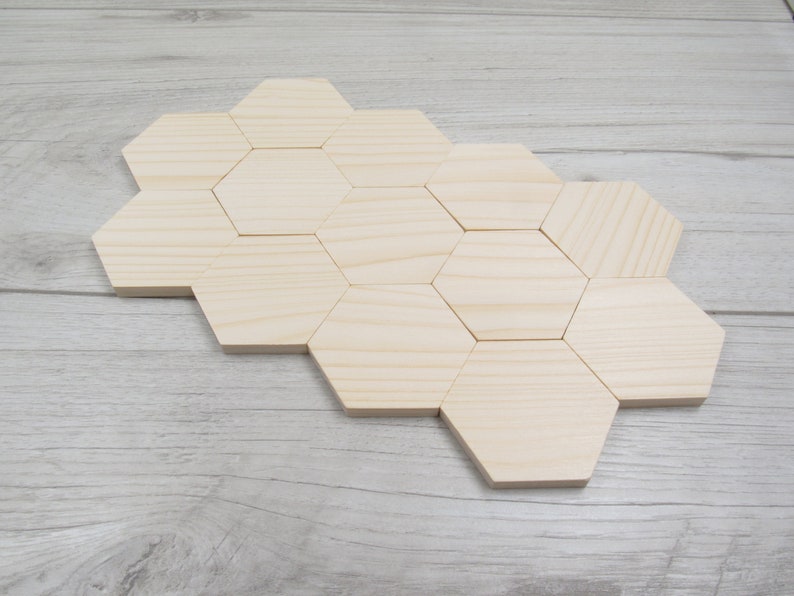 Wood Hexagons, Unfinished Wood Tiles, Solid Wood Boardgame Tokens ...