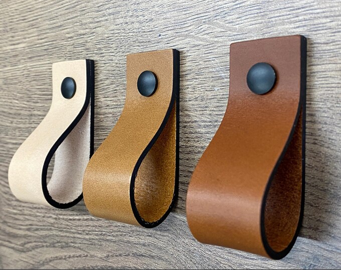 Oliver Edge Leather Loop Pulls - Etsy