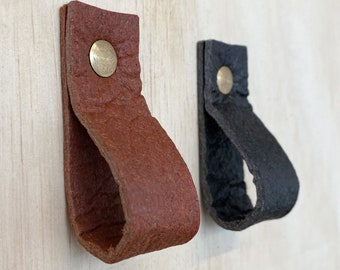 Henry Leather Loop Pulls for Cupboard Drawers and Doors - Etsy UK