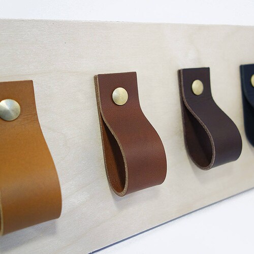 Edward Classic Leather Loop Pulls for Cupboard Drawers and - Etsy UK