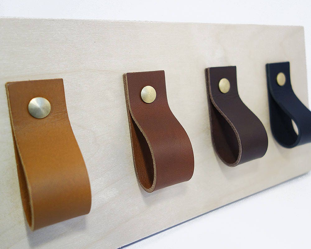 Edward Classic Leather Loop Pulls for Cupboard Drawers and - Etsy UK